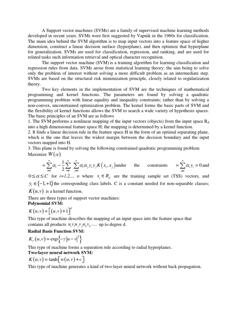 Overview of Support Vector Machines | PDF | Support Vector Machine ...