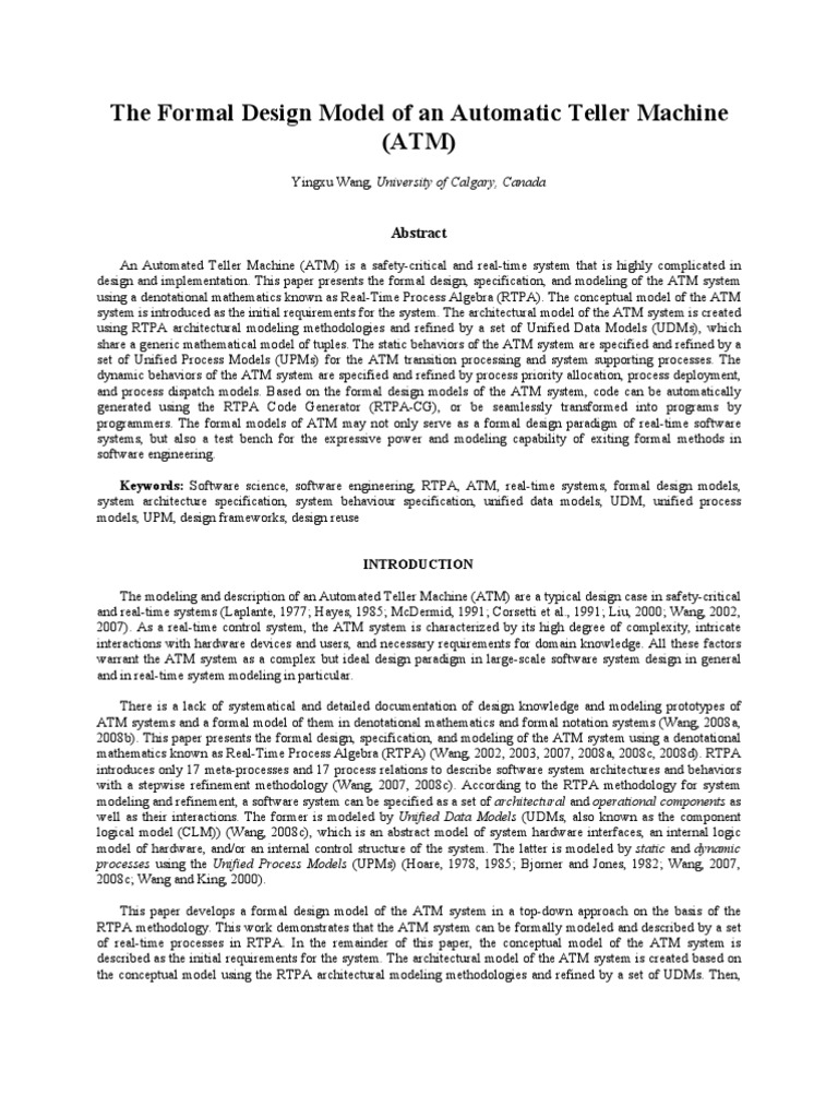 Atm Machine FSM | PDF | Conceptual Model | Automated Teller Machine