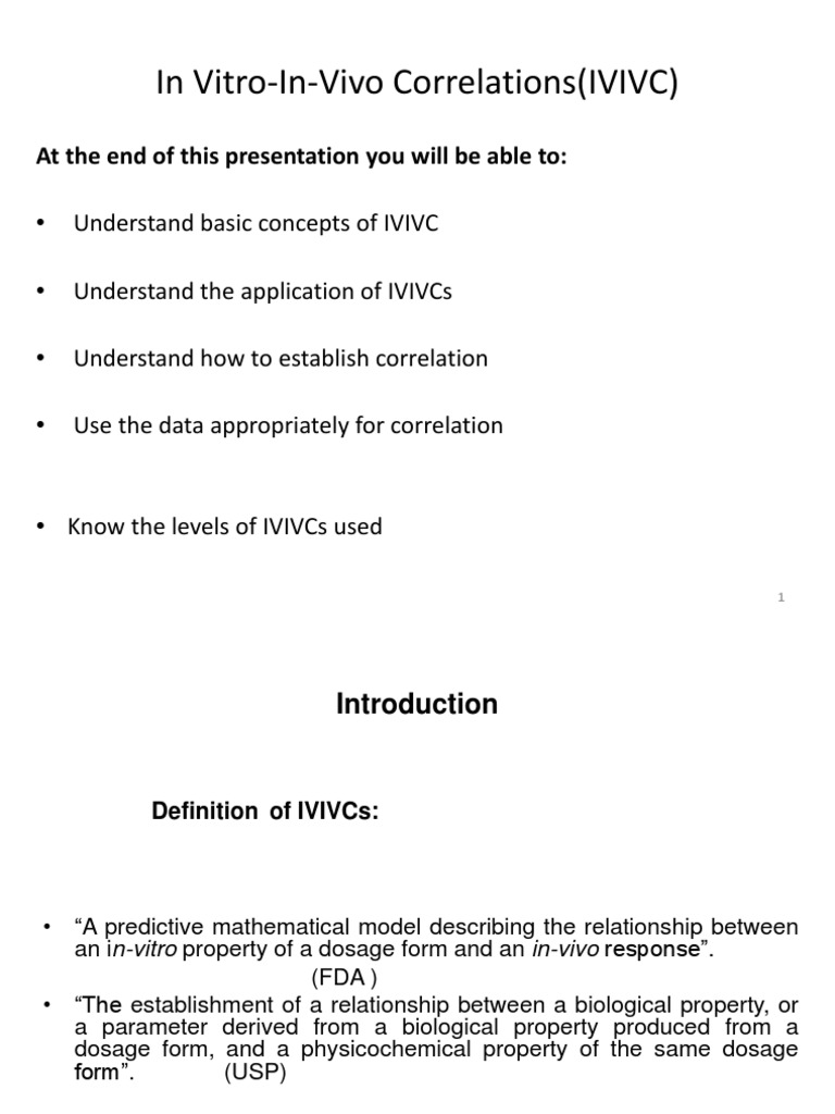IVIVC | PDF | Pharmacokinetics | In Vitro