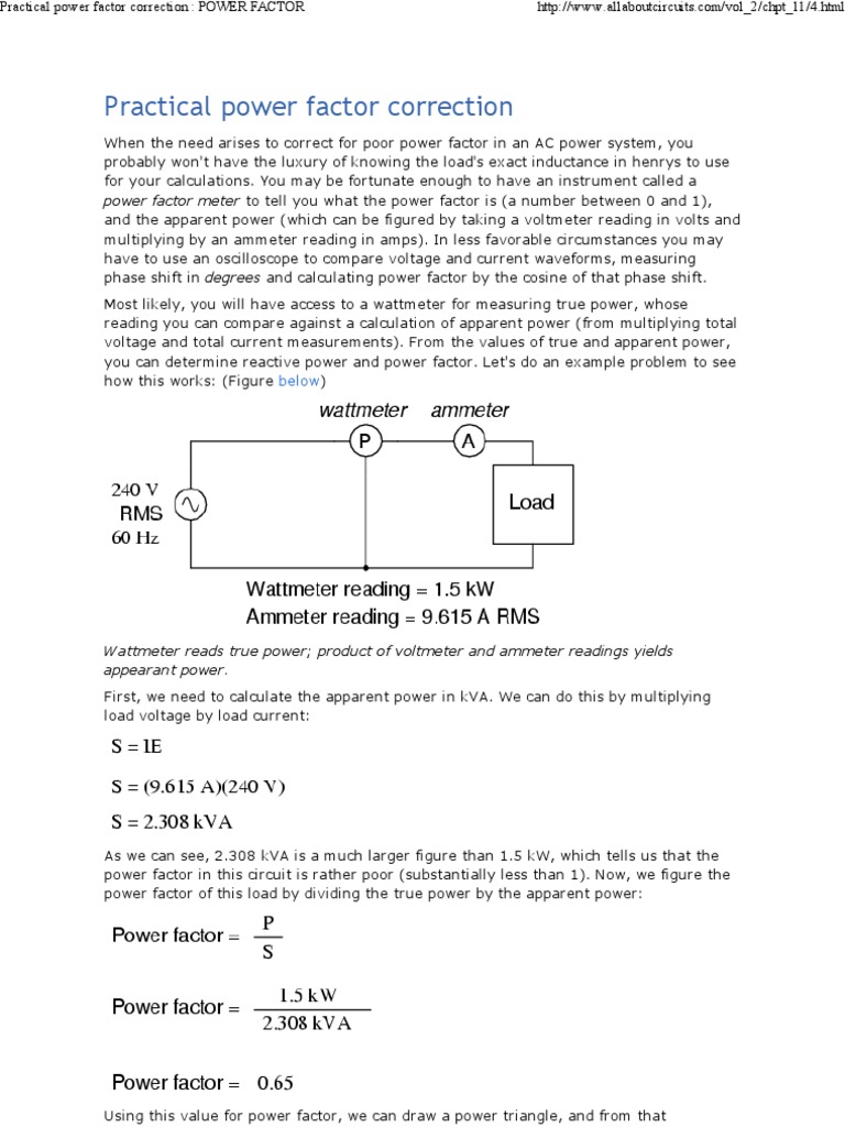 Practical Power Factor Correction - POWER FACTOR | PDF | Ac Power ...