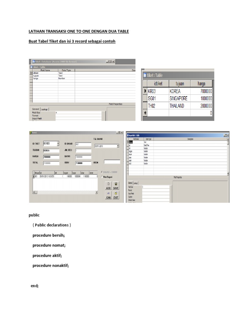 Latihan Transaksi One To One Dengan Dua Table Buat Tabel Tiket Dan Isi ...