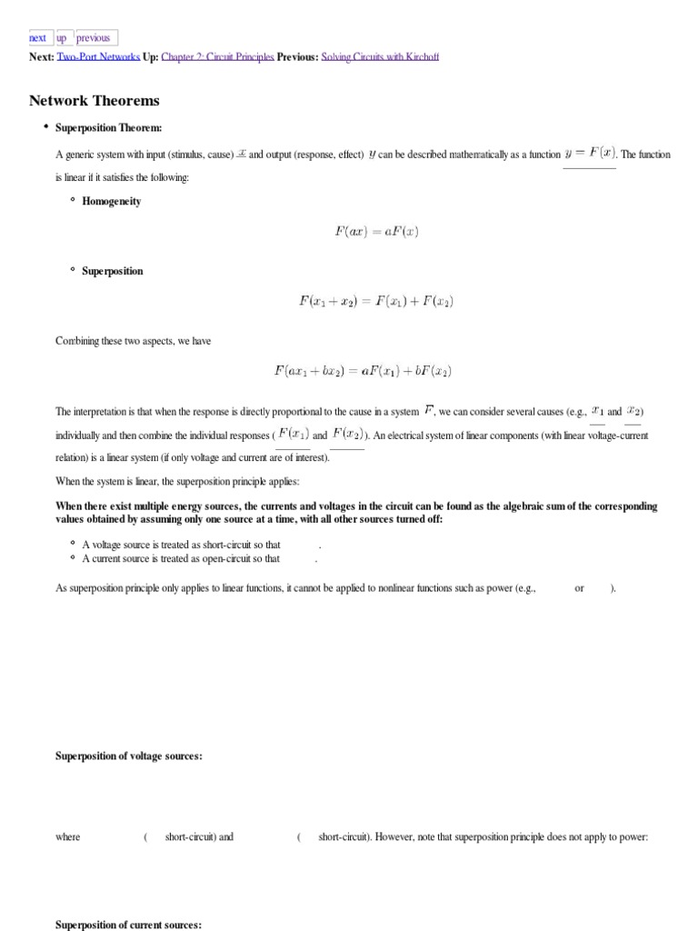 Network Theorems: Up Previous Chapter 2: Circuit Principles Solving Circuits With Kirchoff | PDF ...