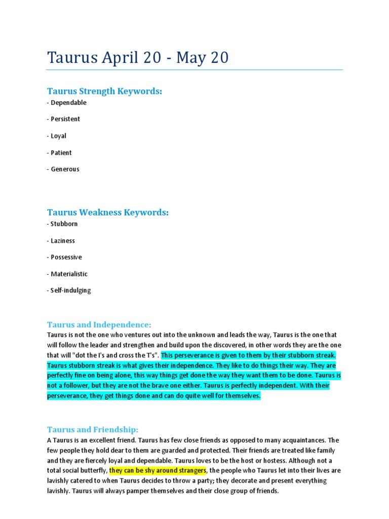 Taurus | PDF | Anger | Emotions