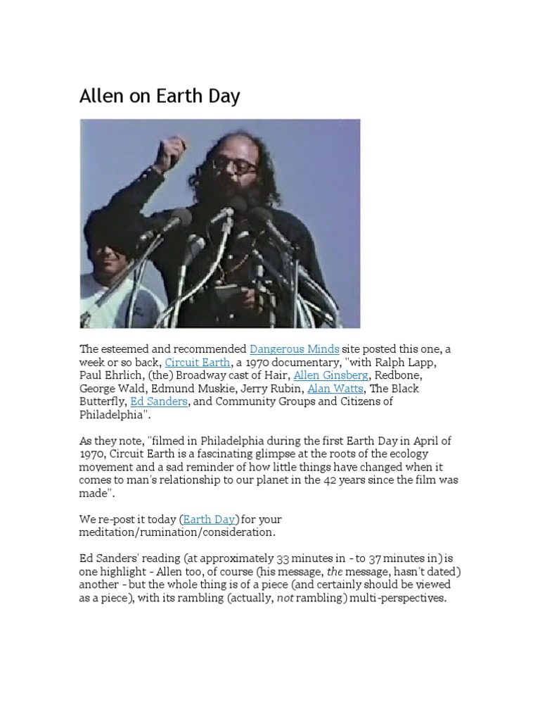 Earth Day Reflections: Circuit Earth Documentary | PDF | Substance ...