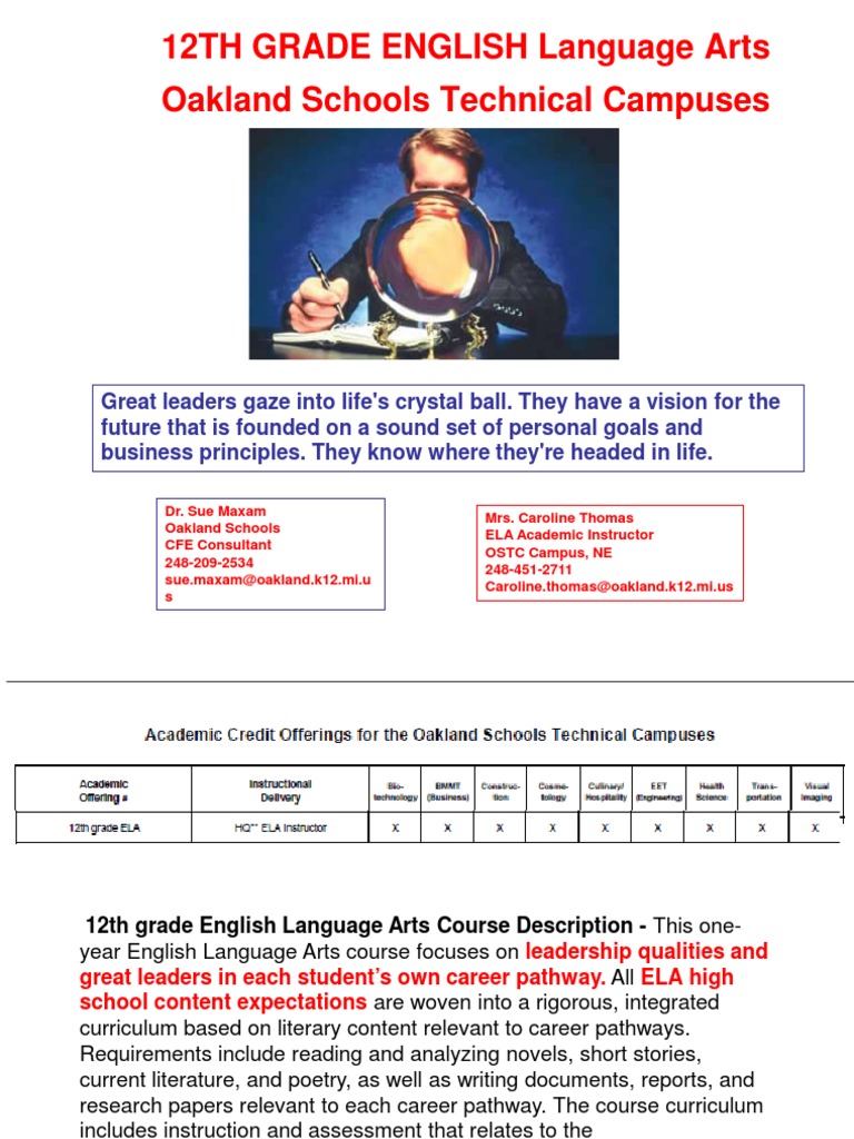 12th Grade English | PDF | Leadership | Common Core State Standards ...