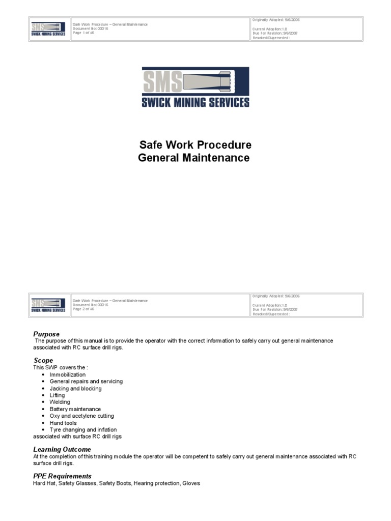 Safe Work Procedure, Gem Maintenance | PDF | Battery (Electricity) | Battery Charger