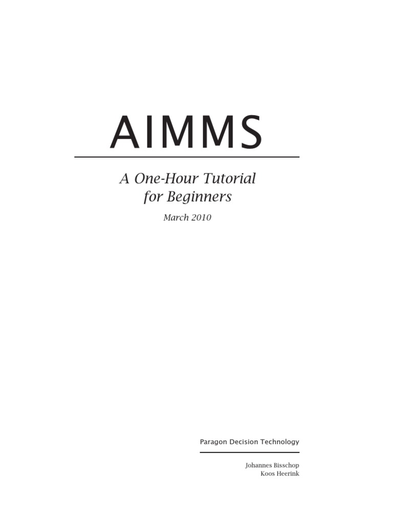 AIMMS Tutorial Beginners | PDF | Button (Computing) | Parameter (Computer Programming)