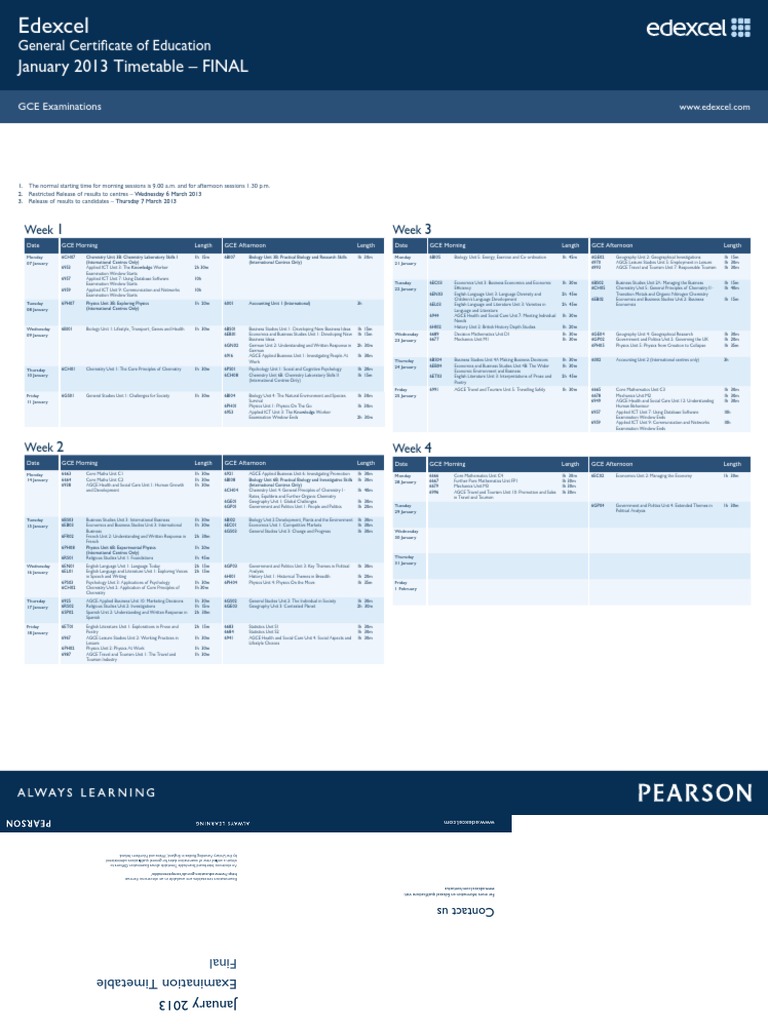 Alevel 2013 Timetable | PDF | Geography | Economics
