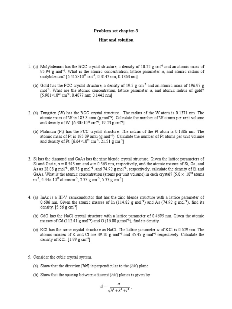 Physical Electronics | PDF | Crystal Structure | Mole (Unit)