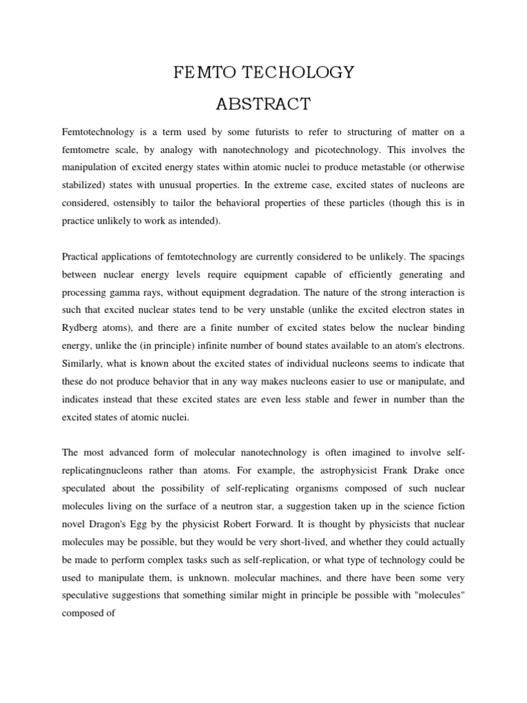 Femto Technology | PDF | Applied And Interdisciplinary Physics | Physics