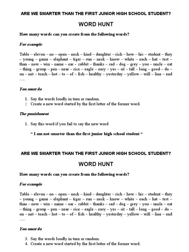 Word Hunt | PDF