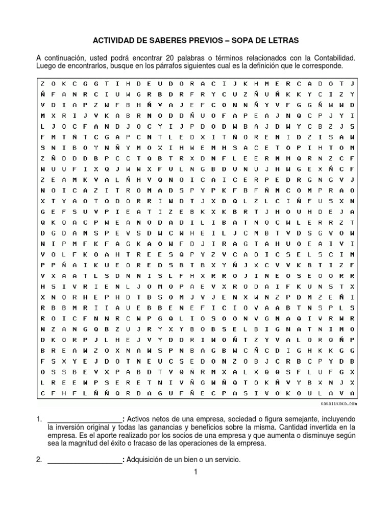 Sopa de Letras Contabilidad