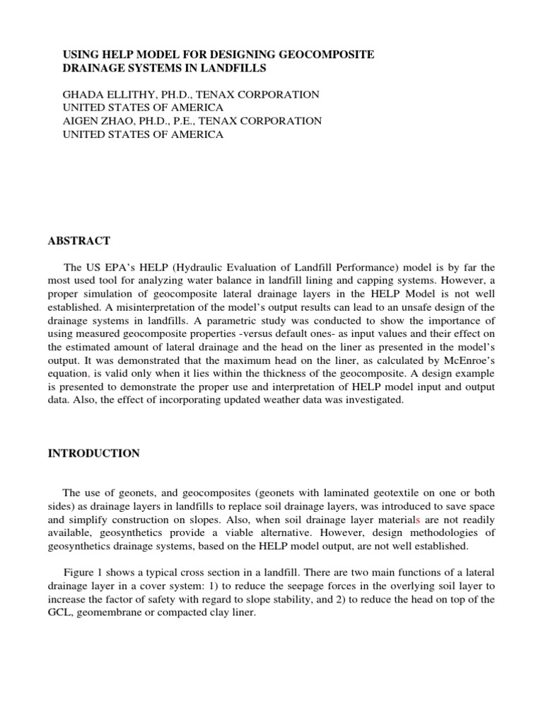 Using Help Model For Designing Geocomposite | PDF | Porosity | Soil