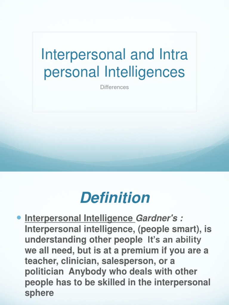 Interpersonal vs. Intrapersonal Intelligence | PDF