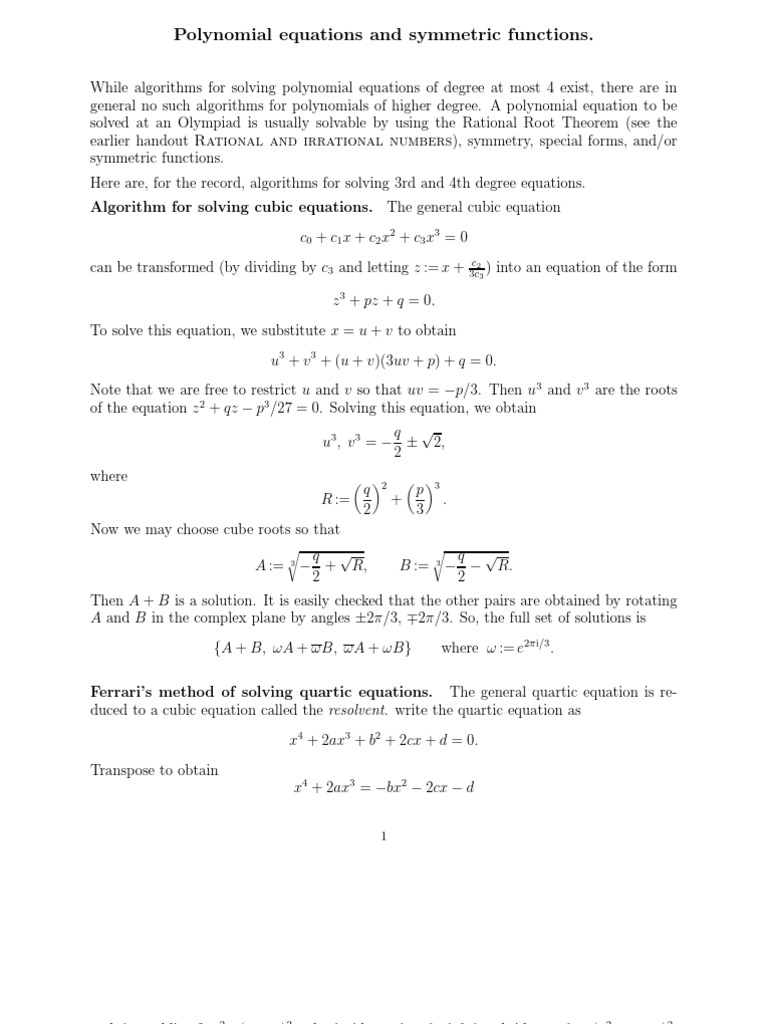 Symmetry Equations | Equations | Algorithms