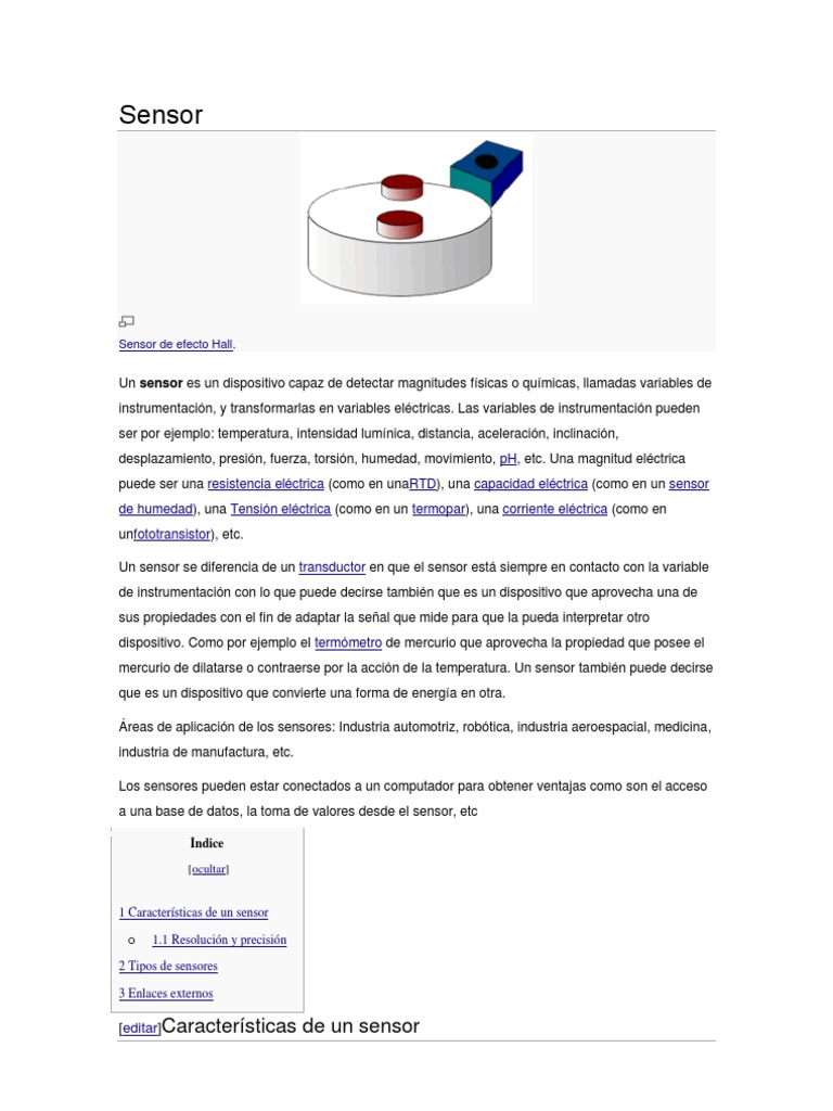 Sensores Wikipedia | PDF | Sensor | Instrumento de medición