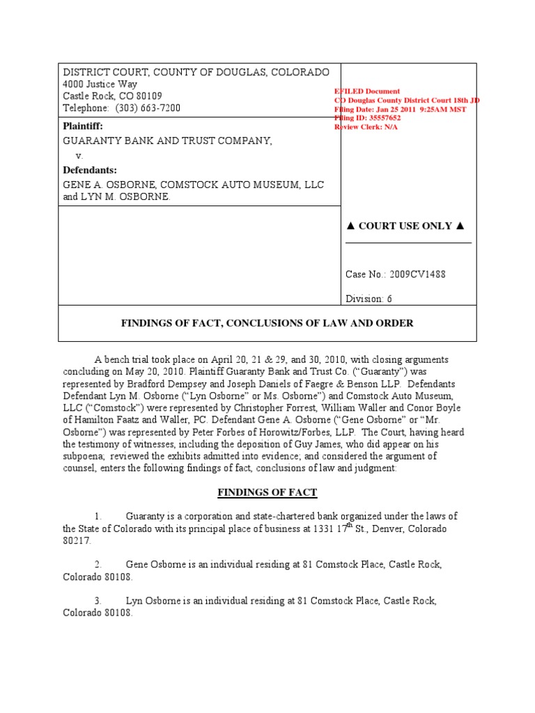 Gene Osborne Legal Case Summary | PDF | Guarantee | Damages