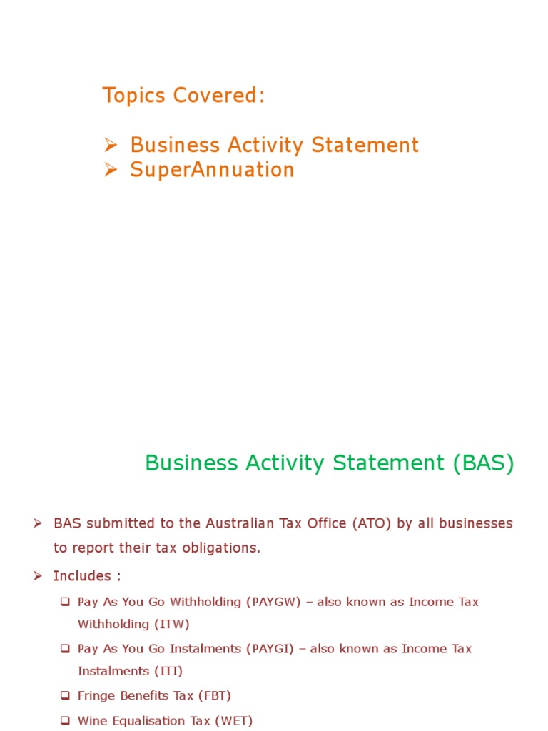 Business Activity Statement | PDF