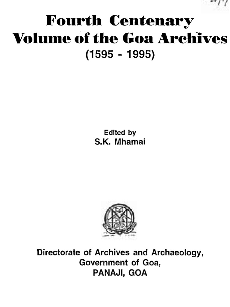 Goa Archives - Fourth Centenary | PDF | Books