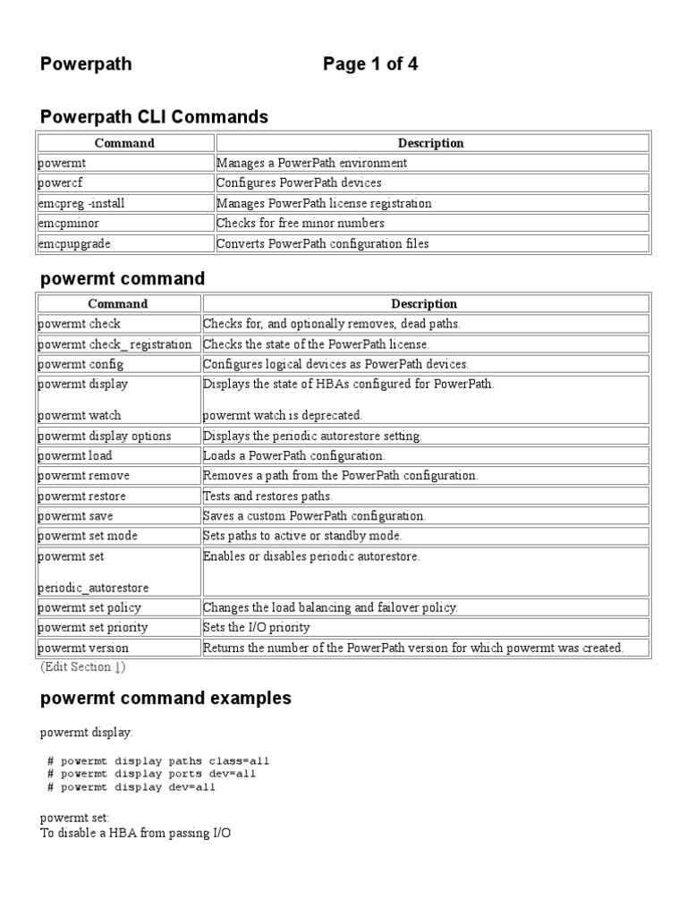 PowerPath CLI Command Overview | PDF
