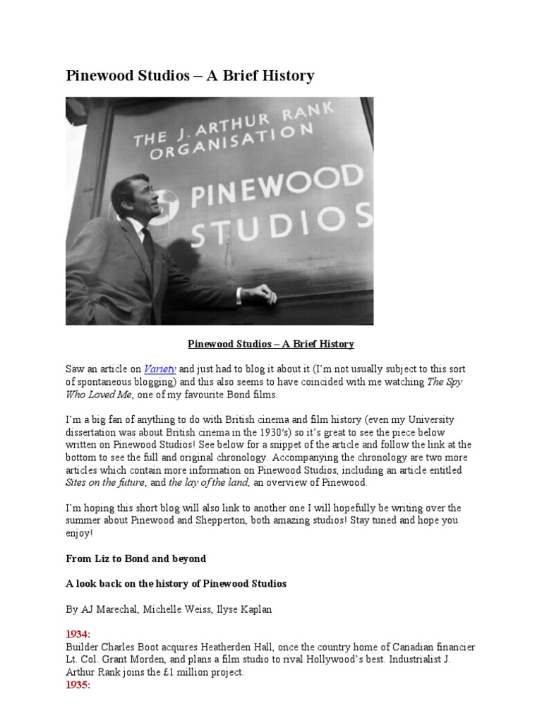 Pinewood Studios History Overview | PDF