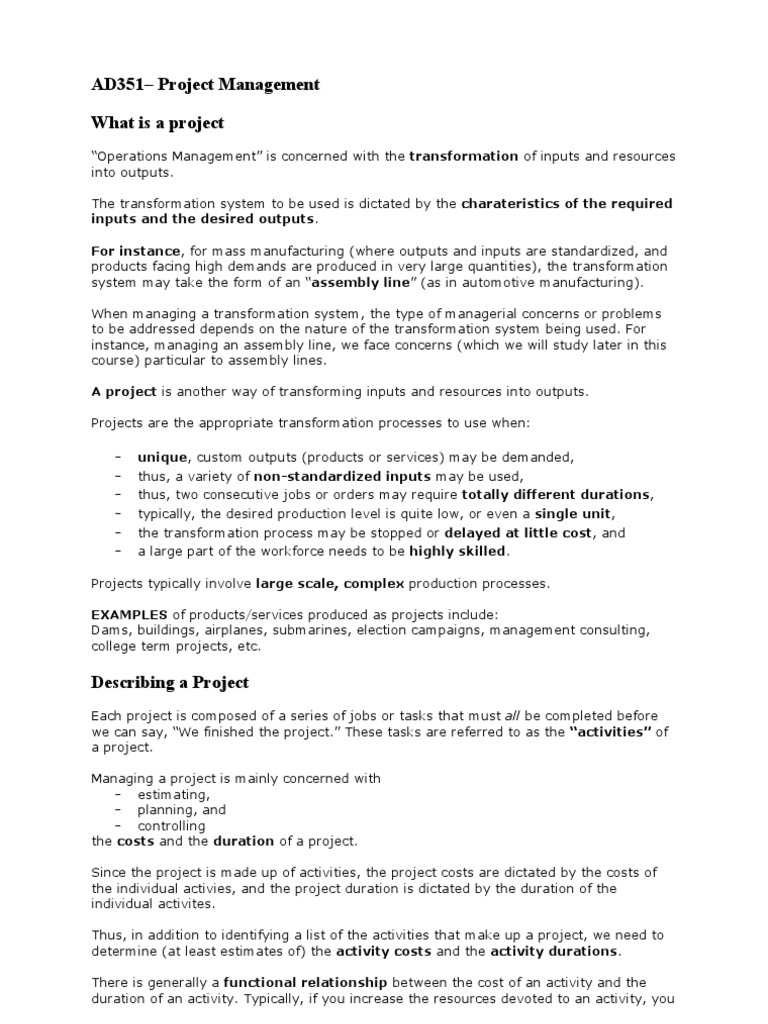 Project management basics | PDF | Mathematical Model | Variance