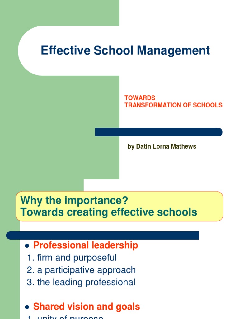 Effective School MGMT | PDF | Leadership | Cognition