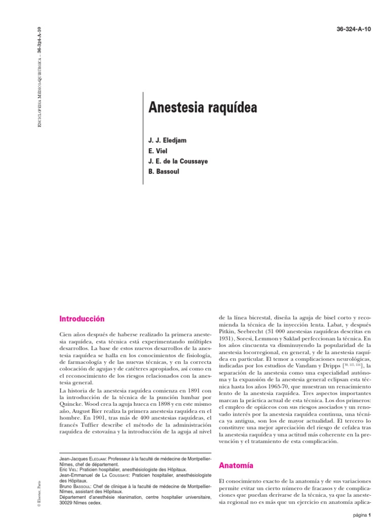 Anestesia Raquídea Emc | PDF | Fluido cerebroespinal | Fentanilo