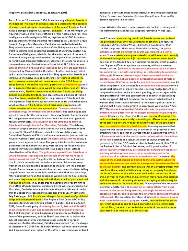 Warrantless Search Incidental To Lawful Arrest | PDF | Search And ...