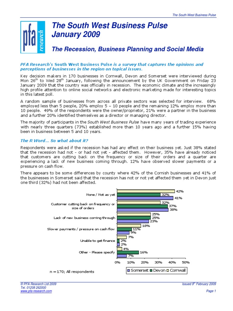 South West Business Pulse Jan09 Summary Report | PDF | Social Media ...