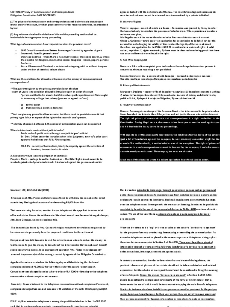 Privacy of Communication in the Philippines | PDF | Search And Seizure ...