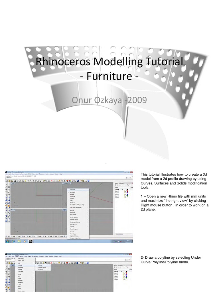 3D Furniture Modeling in Rhino Tutorial | PDF | Perspective (Graphical ...