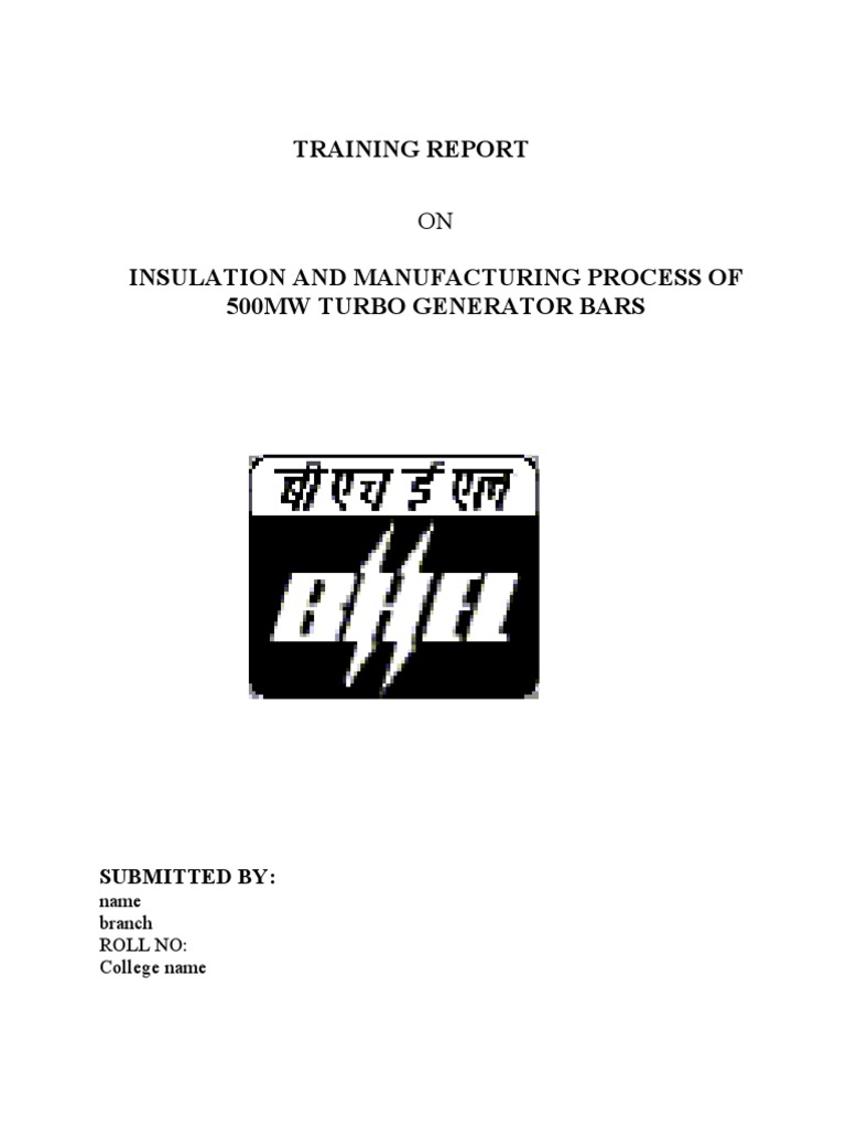 BHEL Training Report On TURBO GENERATOR | PDF | Power Station | Electric Power Transmission