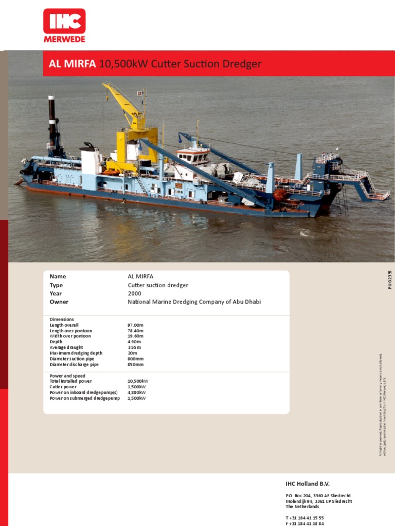 Al Mirfa Cutter Suction Dredger Specs | PDF | Technology & Engineering