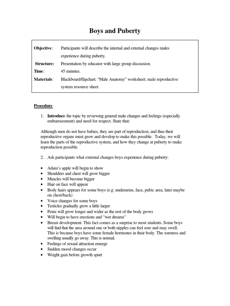 Changes Boys Experience During Puberty: An Educational Presentation and ...