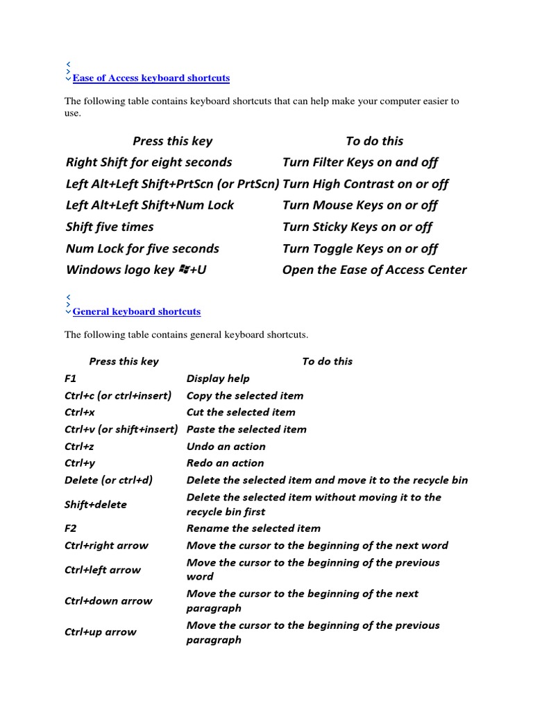 Window 7 Shortcut | PDF