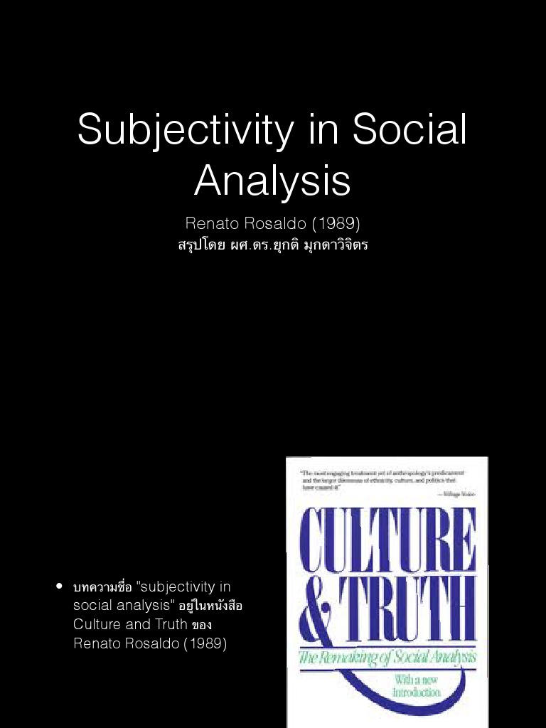 Subjectivity in Social Analysis | PDF