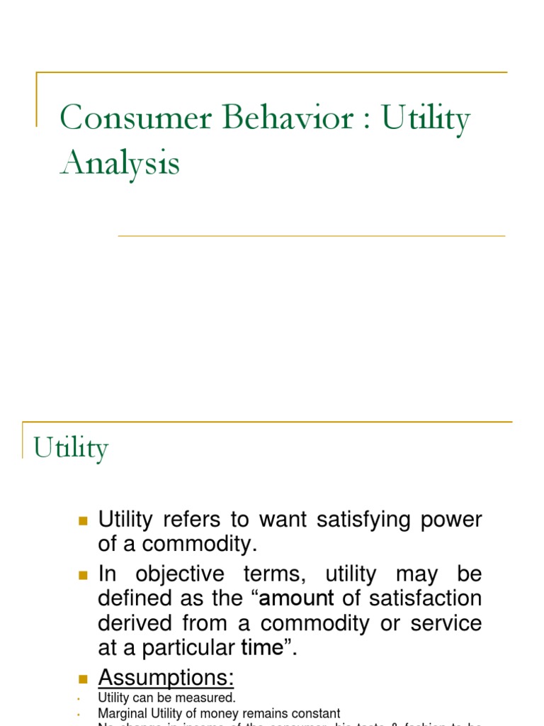 Consumer Behavior and Utility Analysis | PDF | Utility | Marginal Utility