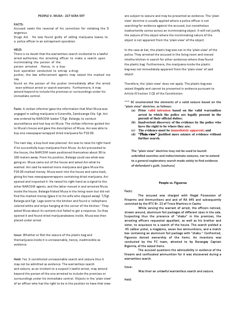 Seizure of Evidence in Plain View | PDF | Search And Seizure | Search ...