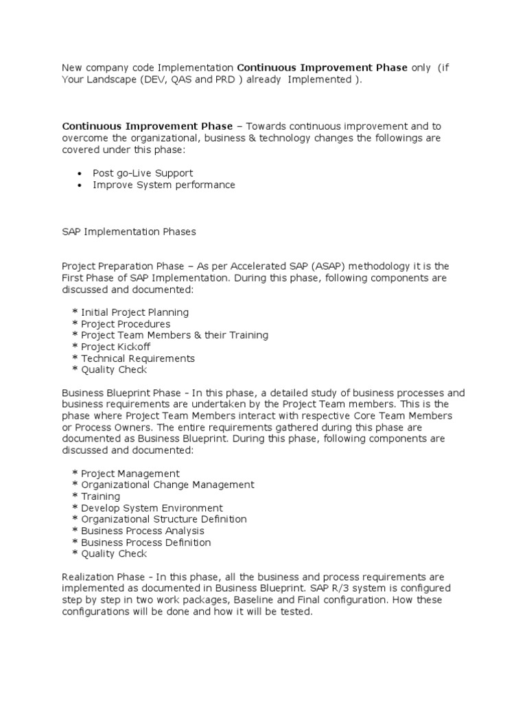 Sap Implementation Phases | PDF | Implementation | Business Process