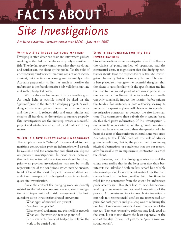 Construction Site Investigation | PDF | Geotechnical Engineering | Tide