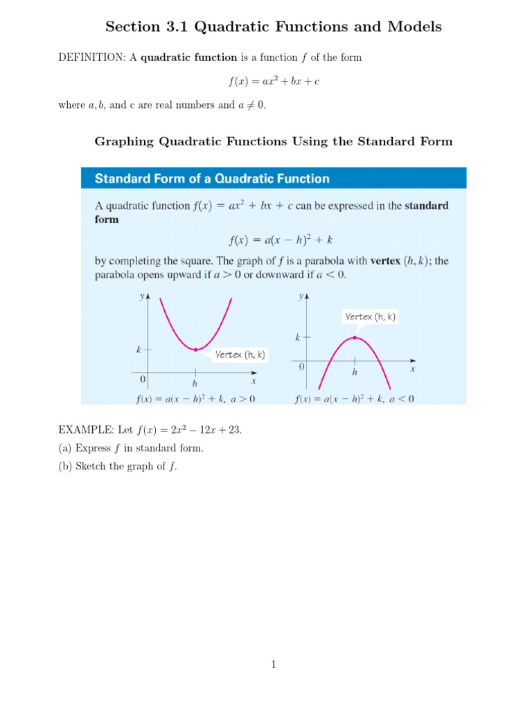 Quadratic Functions and Models | PDF | Quadratic Equation | Teaching ...