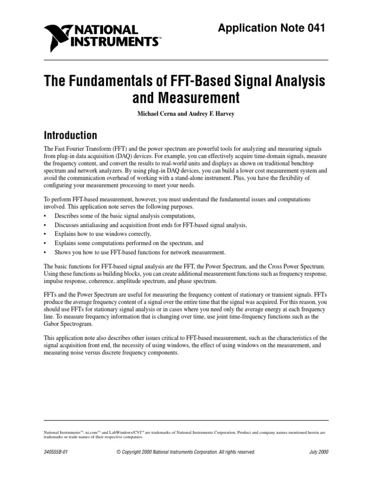 The Fundamentals of FFT-Based Signal Analysis and Measurements | Download Free PDF | Spectral ...