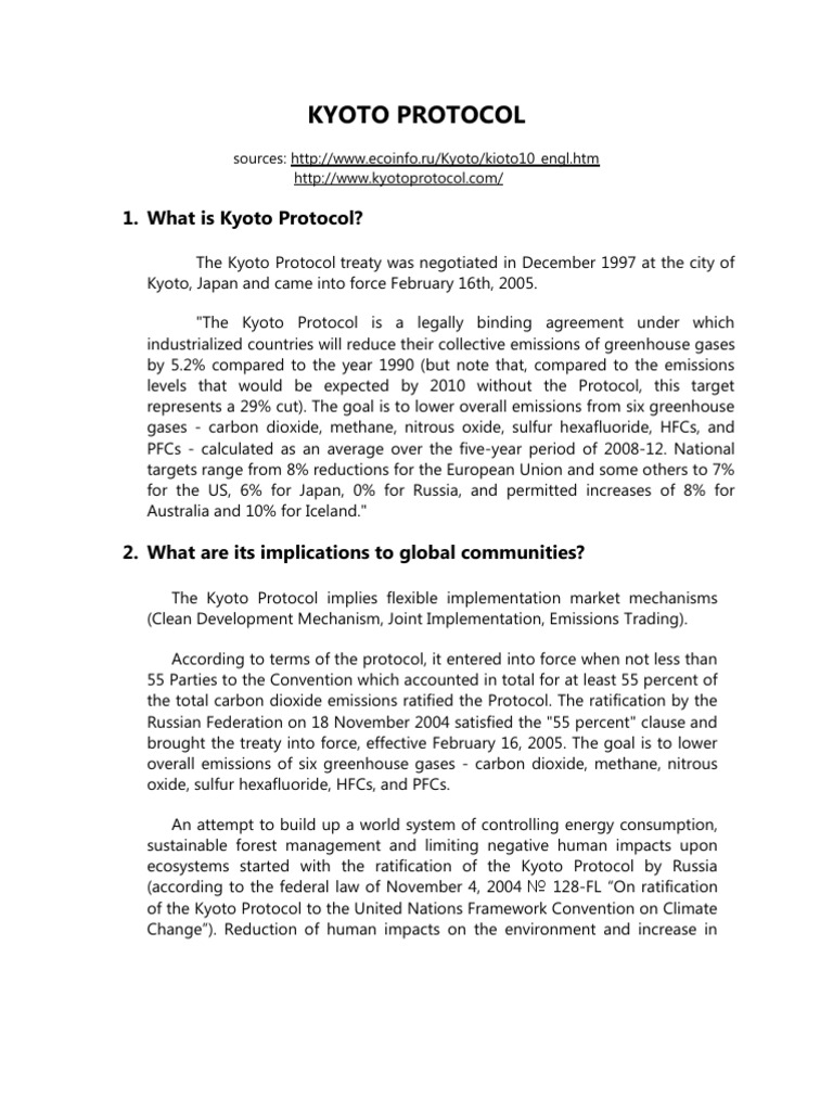 Kyoto Protocol | PDF | Kyoto Protocol | Greenhouse Gas