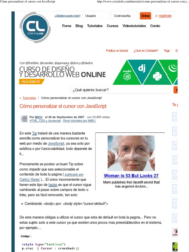 Cómo Personalizar El Cursor Con JavaScript | PDF | Script Java | Red ...