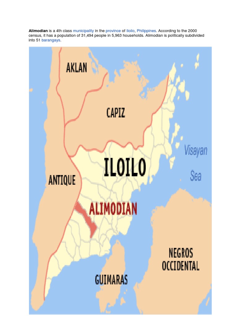 Municipality Province Iloilo Philippines Barangays: Alimodian Is A 4th ...