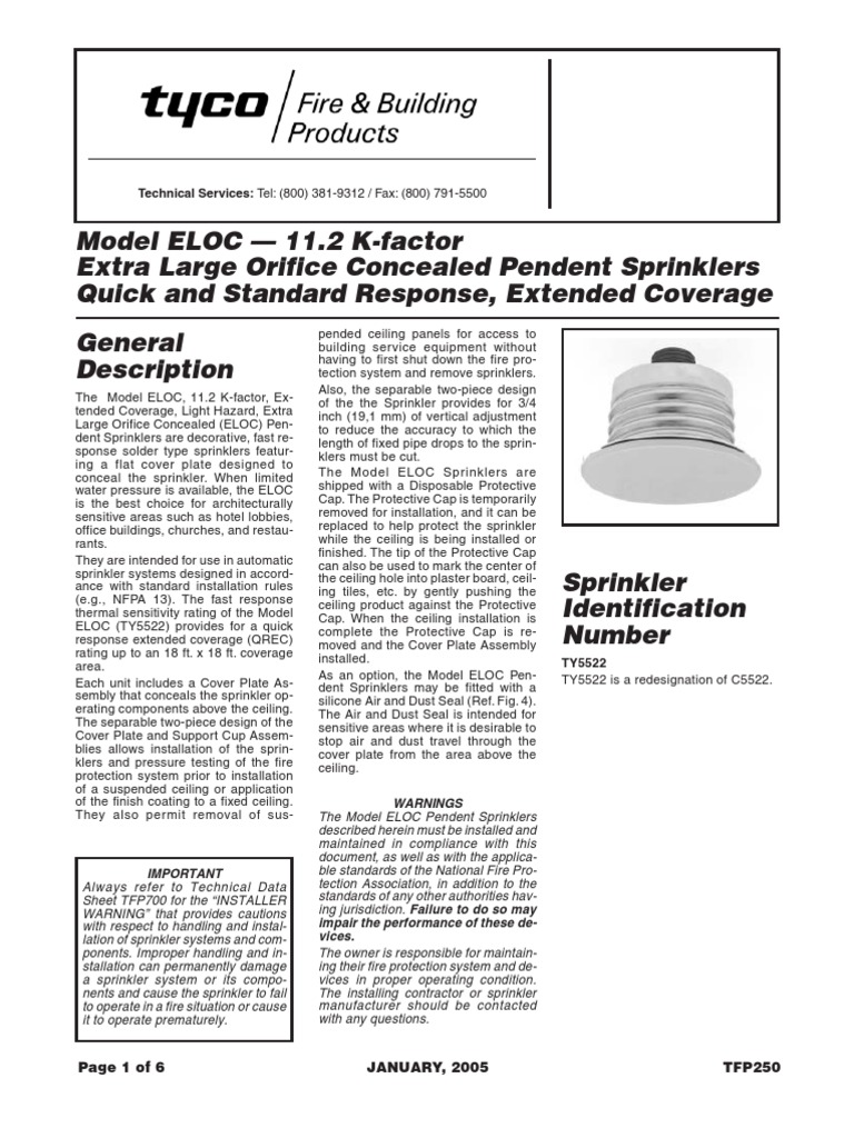 Concealed Pendent Sprinkler Large Orifice | Fire Sprinkler System ...