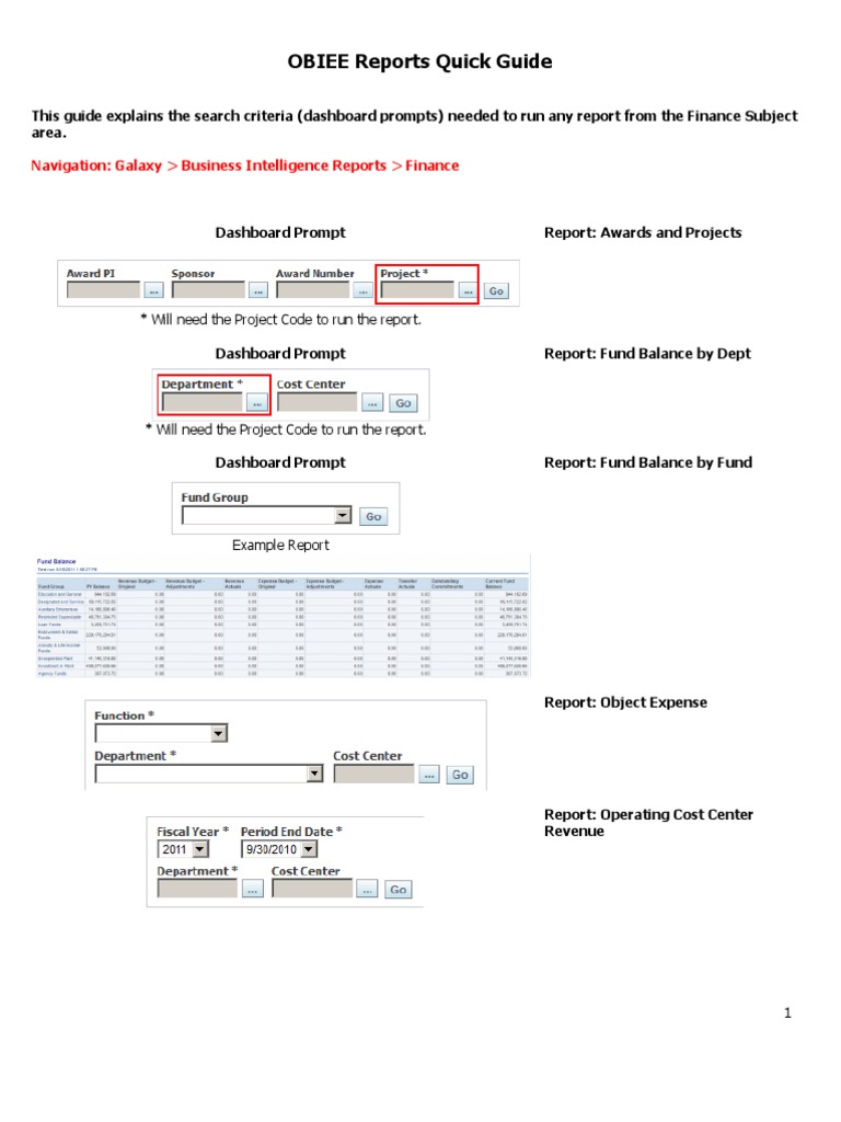 Obiee Reports Guide Expense Business General 