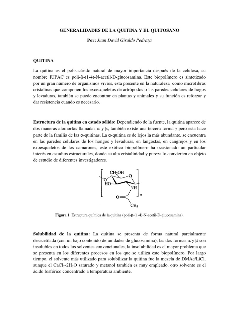 Generalidades de La Quitina y El Quitosano | PDF | Biopolímero ...