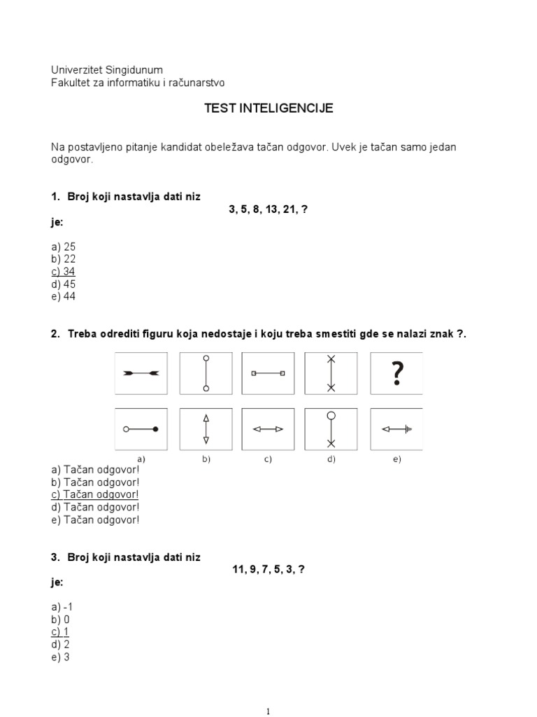 Test Inteligencije | PDF